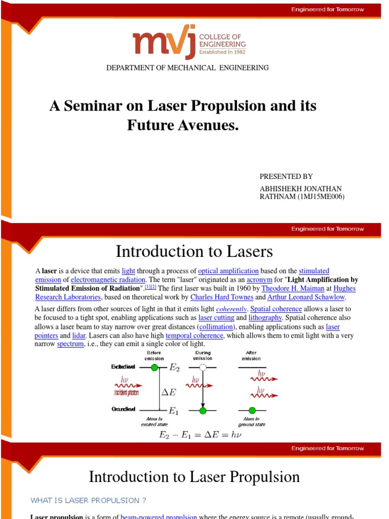 Seminar on Laser Propulsion Systems | PDF | Spacecraft Propulsion | Laser