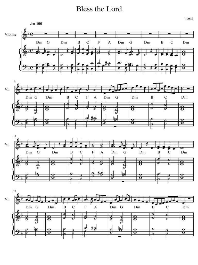 Violin Sheet Music for "Bless the Lord" | PDF