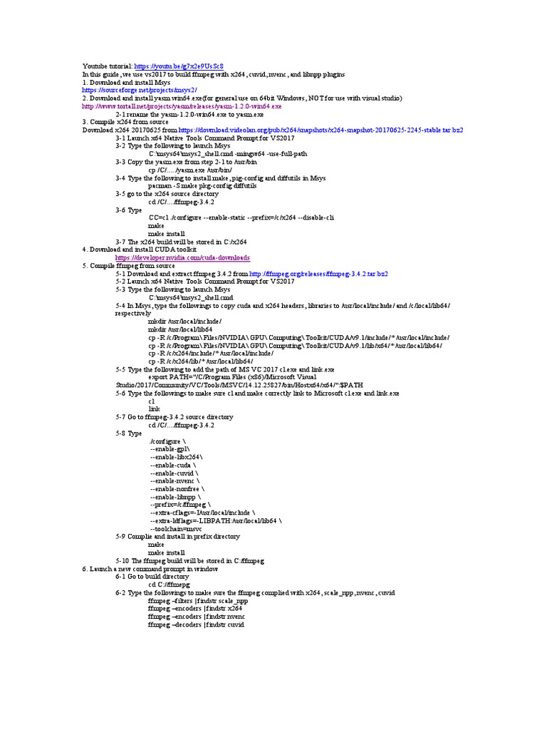 Ffmpeg Compile Guide PDF | PDF | Computer Programming | Software