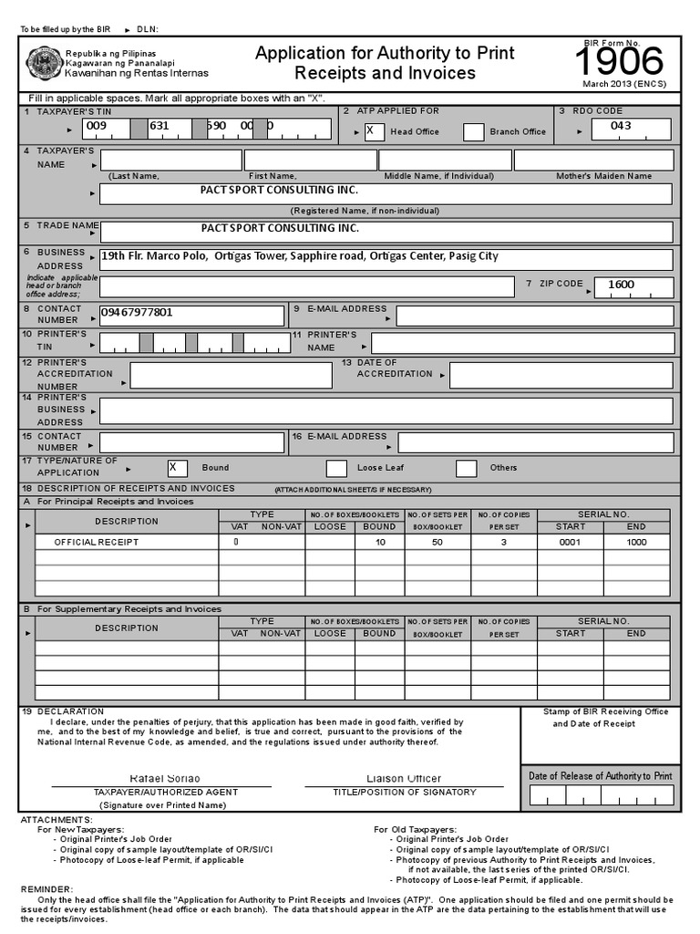 BIR Form 1906 | PDF | Invoice | Written Communication