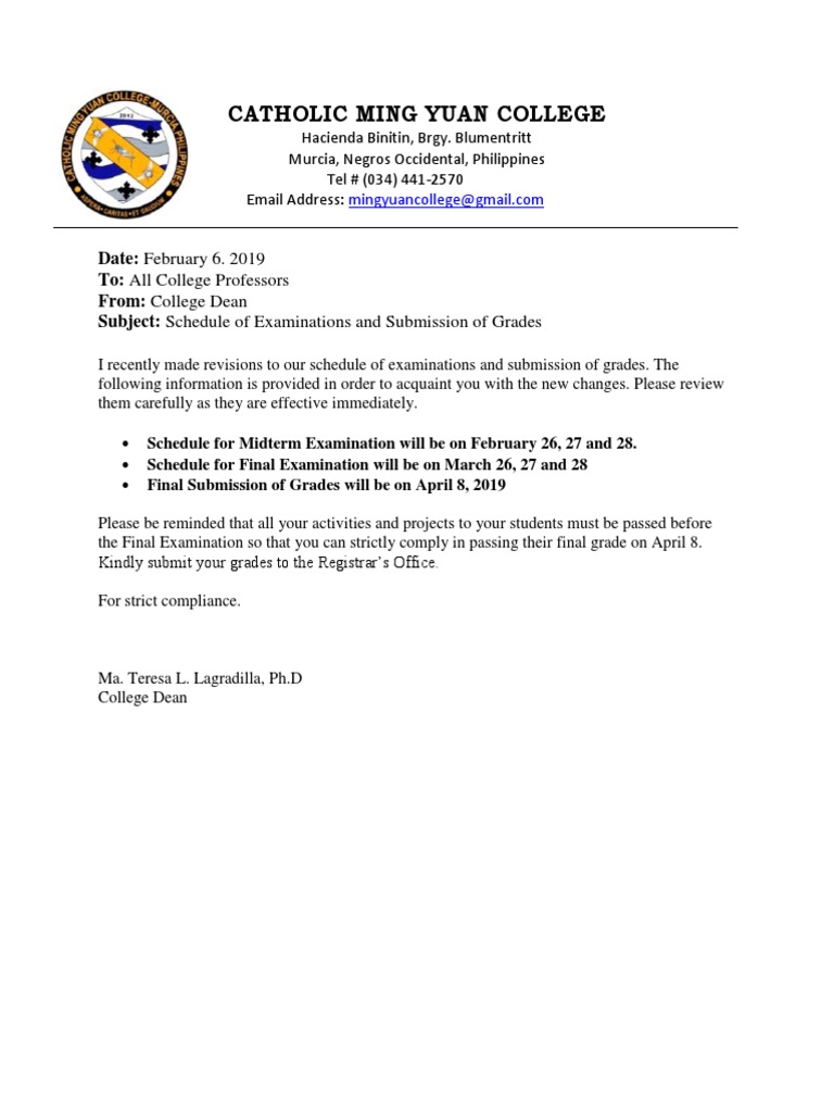 Sample Memo School Staff