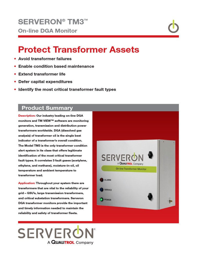 SERVERON TM3 ® ™ On-Line DGA Monitor | PDF | Reliability Engineering ...