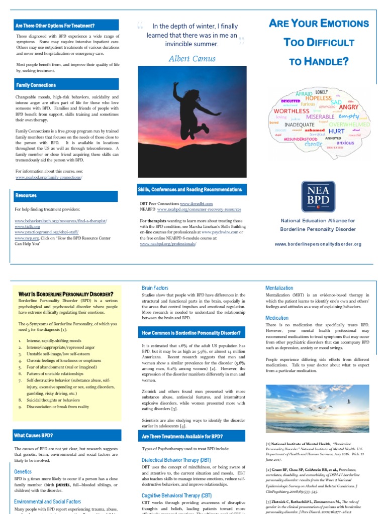 Brochure Are Your Emotions Too Difficult To Handle | PDF | Borderline ...