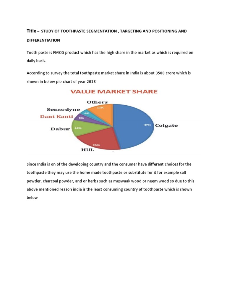 Title: Study of Toothpaste Segmentation, Targeting and Positioning and ...