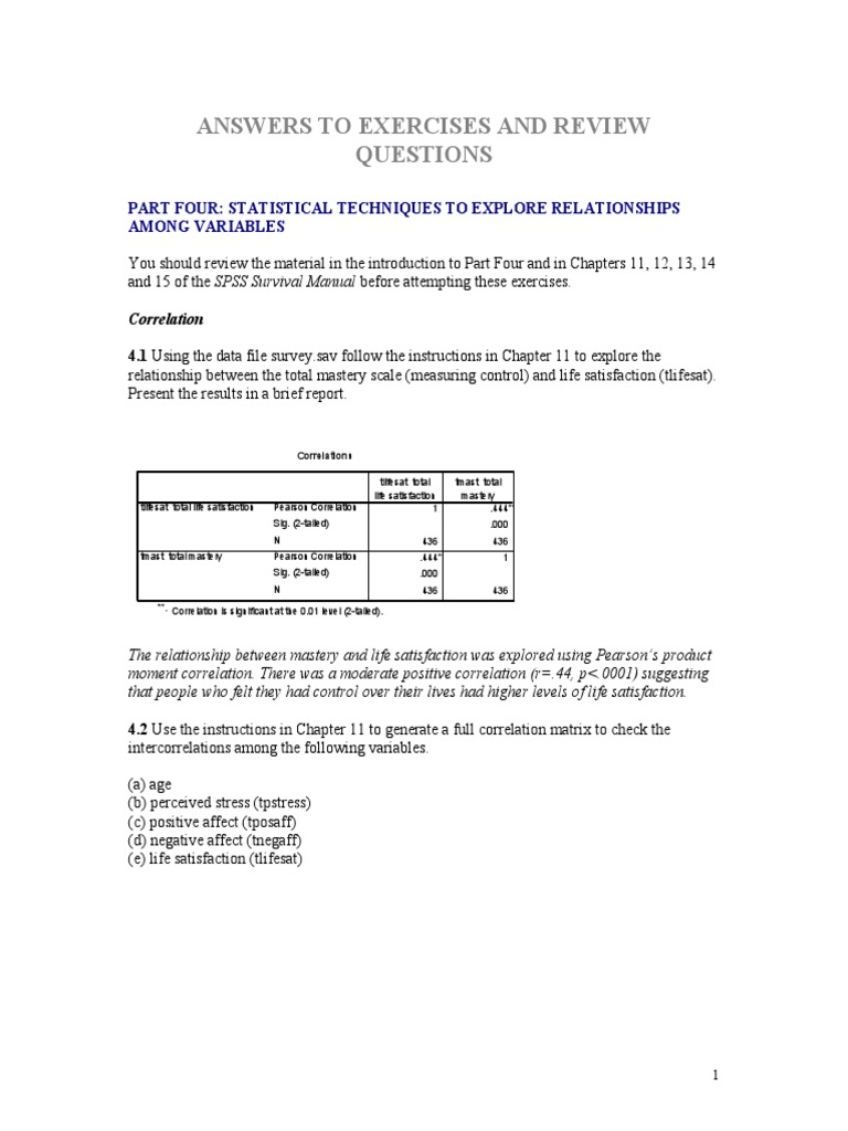 Answers 4 | PDF | Errors And Residuals | Correlation And Dependence