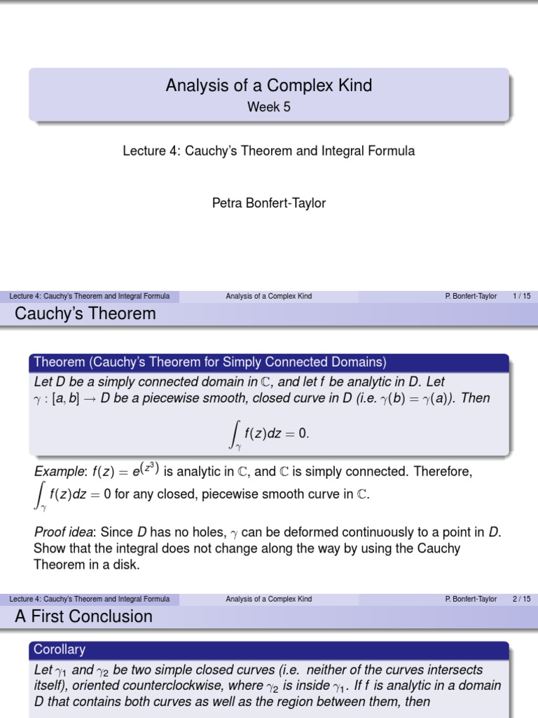 Analysis of A Complex Kind: Week 5 | PDF | Analytic Function | Integral