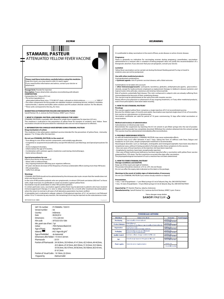 STAMARIL PASTEUR VACCINE INSTRUCTIONS | PDF | Vaccines | Injection ...