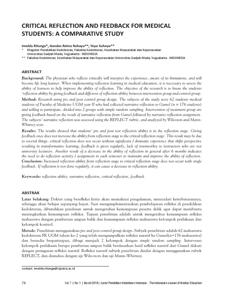 Critical Reflection and Feedback For Med PDF | PDF | Behavior ...