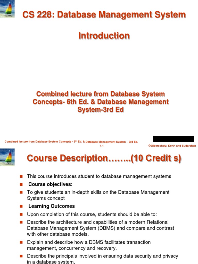 CS 228: Database Management System | PDF | Relational Database | Databases