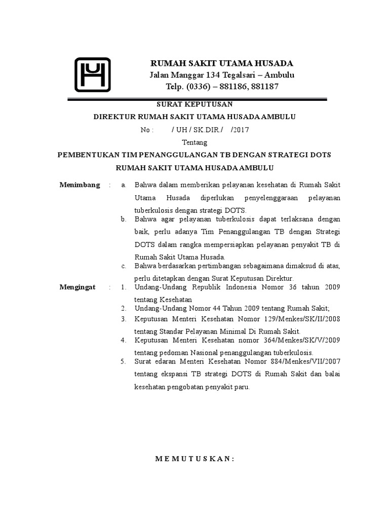 SK Pembentukan Tim TB Dots | PDF