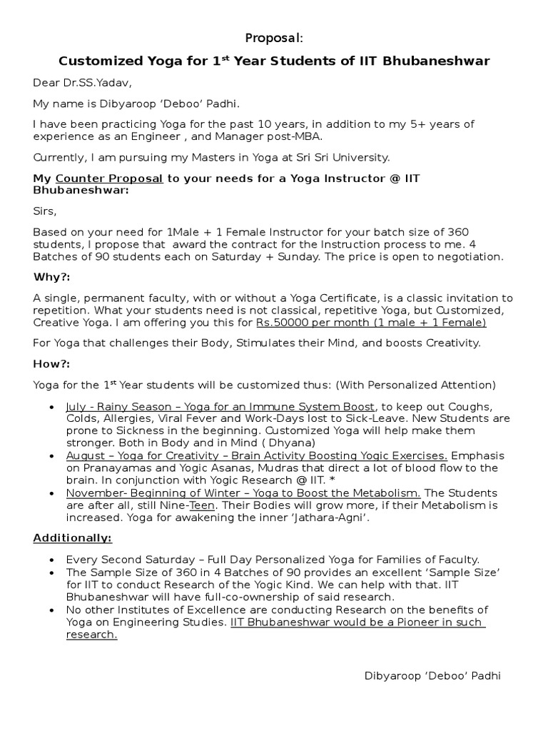 Customized Yoga Proposal for IIT Students | PDF | Yoga | Exhalation