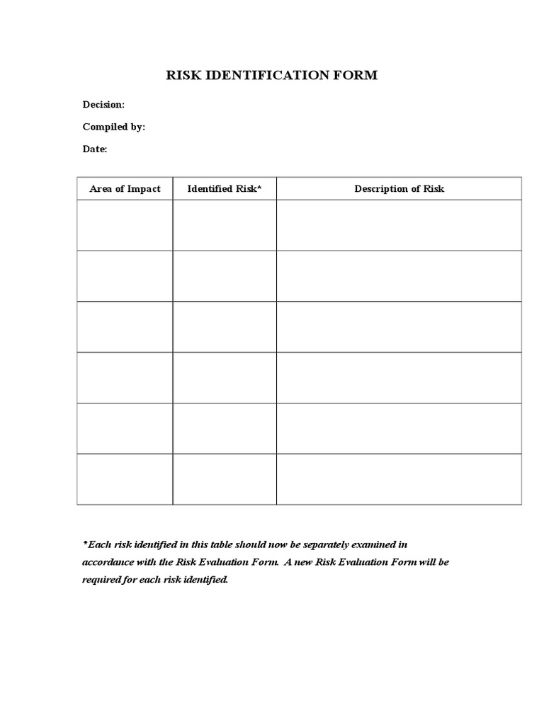 2 Risk Identification Form | PDF | Risk | Evaluation