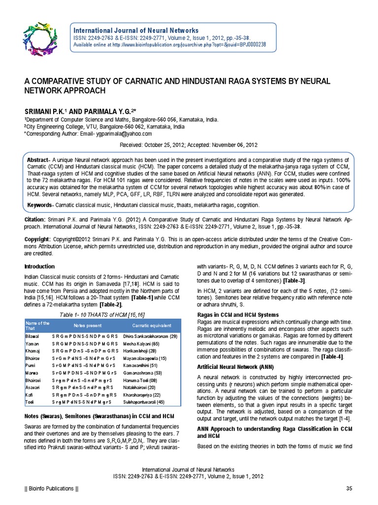 A Comparative Study of Carnatic and Hindustani Raga Systems by Neural ...