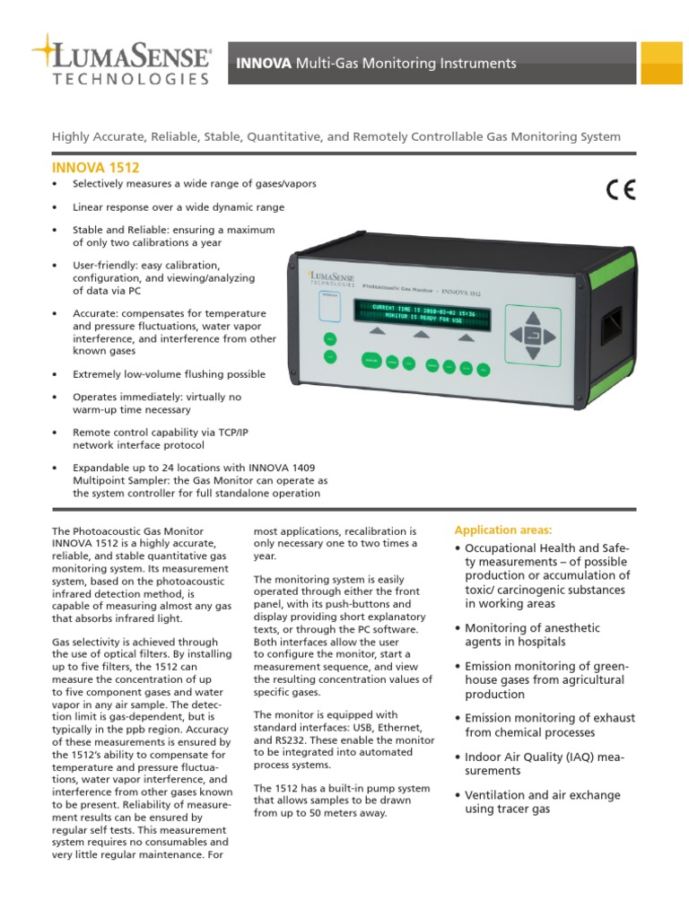 En INNOVA 1512 Photoacoutic Gas Monitor Datasheet | PDF | Relative ...