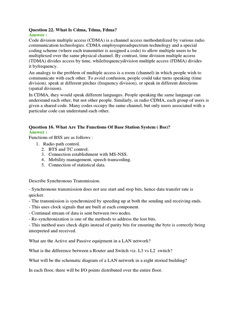 CDMA, TDMA, and FDMA Explained | PDF