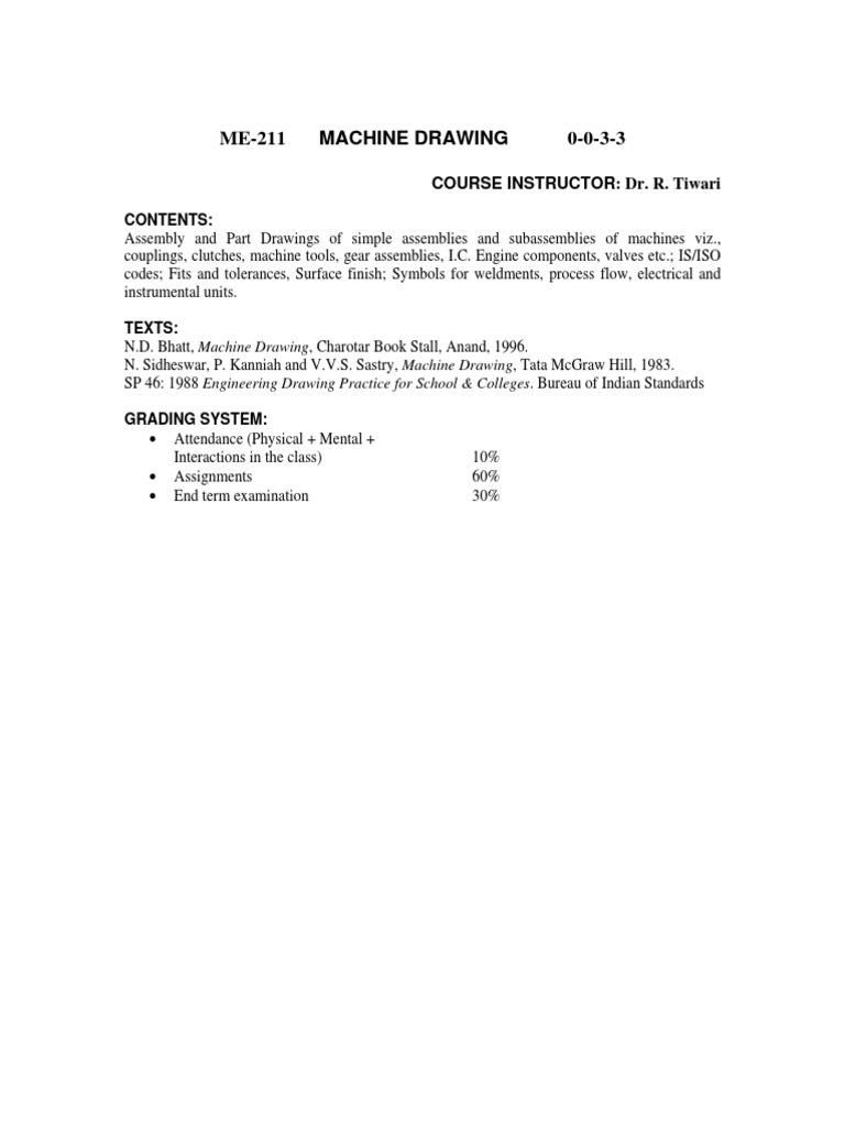 Machine Drawing Syllabus PDF | PDF