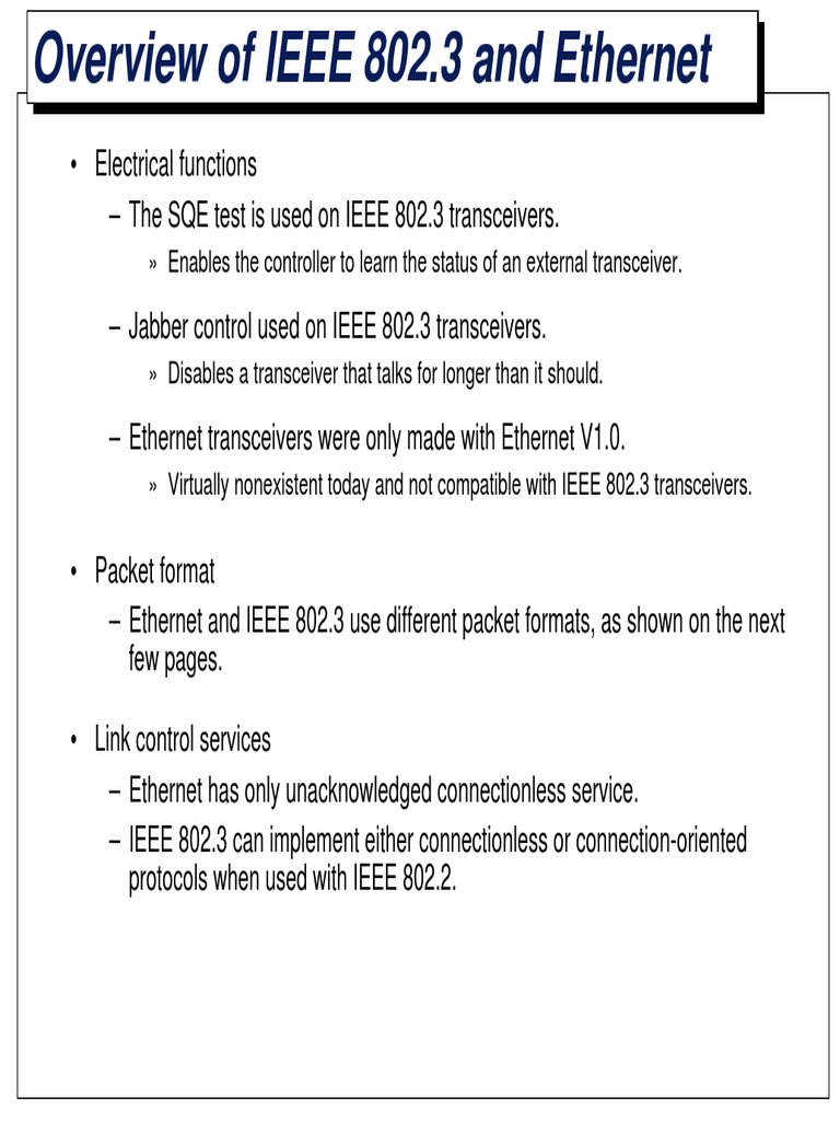 Overview of IEEE 802.3 and Ethernet | Download Free PDF | Ethernet ...