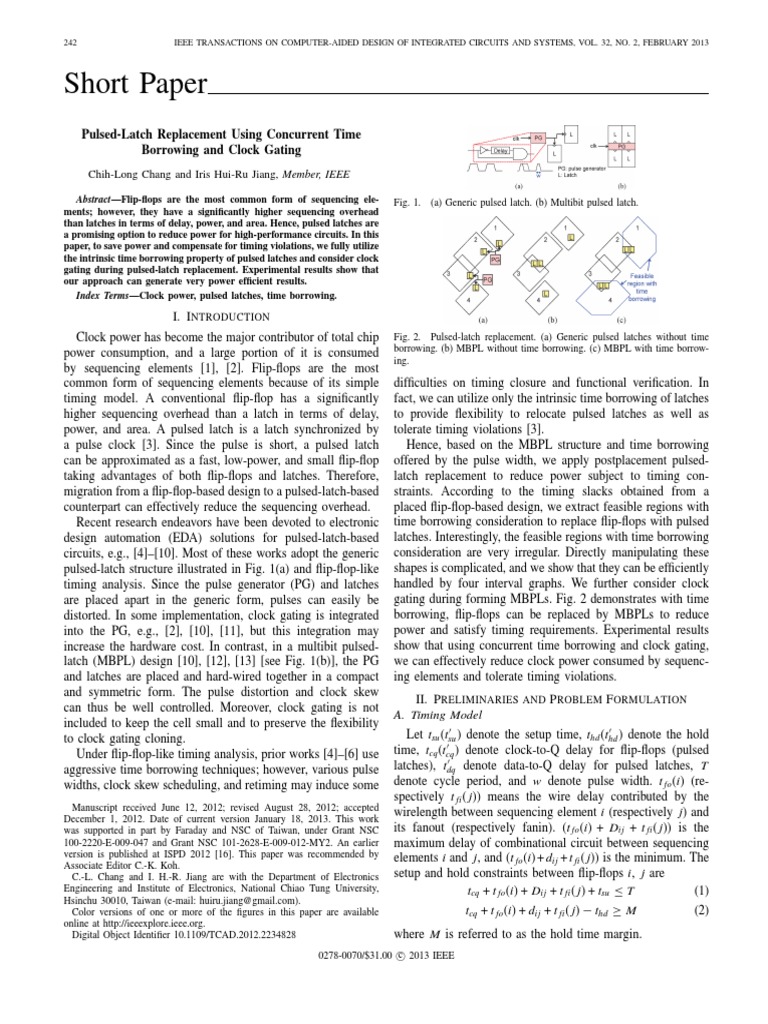 Short Paper: Pulsed-Latch Replacement Using Concurrent Time Borrowing ...