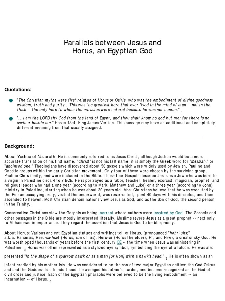 Jesus and Horus: A Comparative Study | PDF | Philosophy | Religion ...