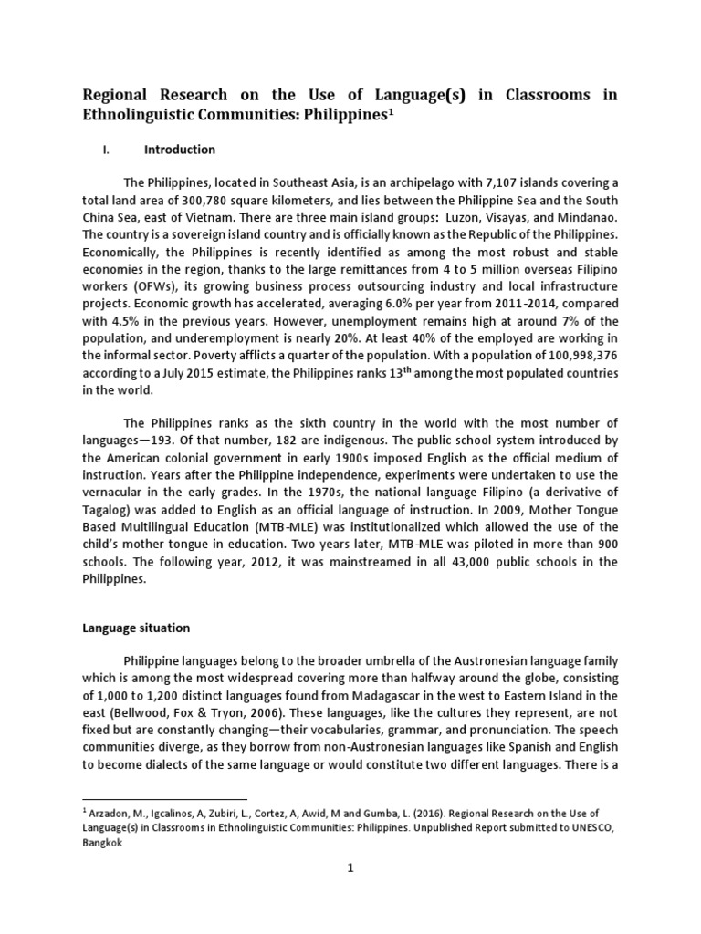 MTB-MLE in The Philippines | PDF | Qualitative Research | Tagalog Language