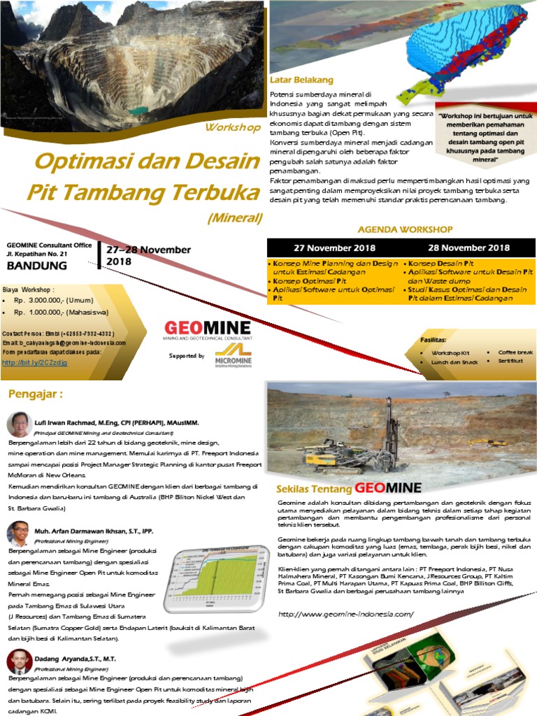 Workshop Desain dan Optimasi Pit Tambang | PDF