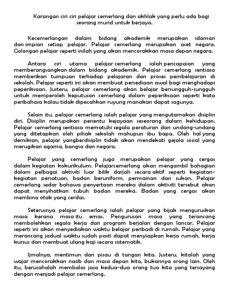 Ciri-Ciri Pelajar Cemerlang | PDF