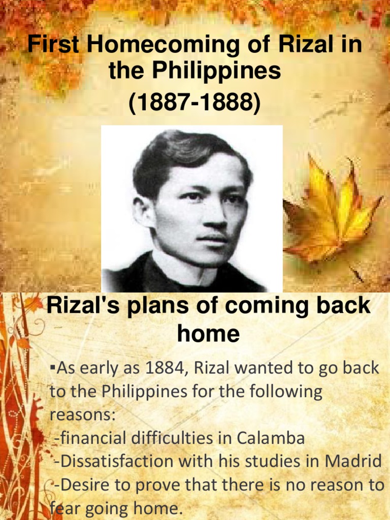 First Homecoming of Rizal in The Philippines (1887-1888) | PDF ...