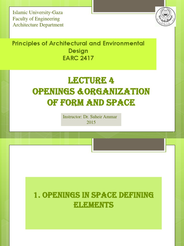 Openings &organization of Form and Space | PDF | Teaching Mathematics ...