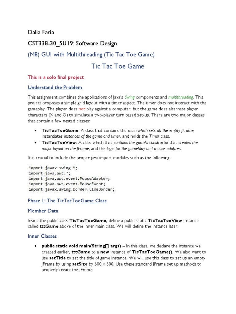 cst338 Faria Finalproject Specsheet | PDF | Class (Computer Programming) | Constructor (Object ...