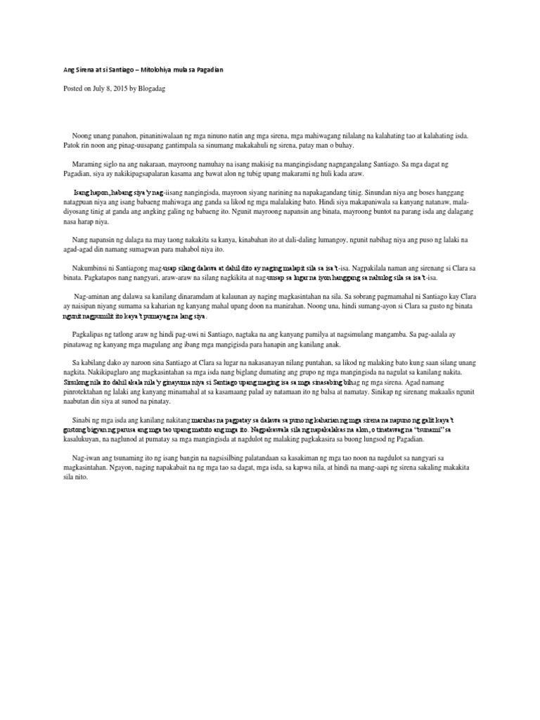 Ang Sirena at Si Santiago | PDF