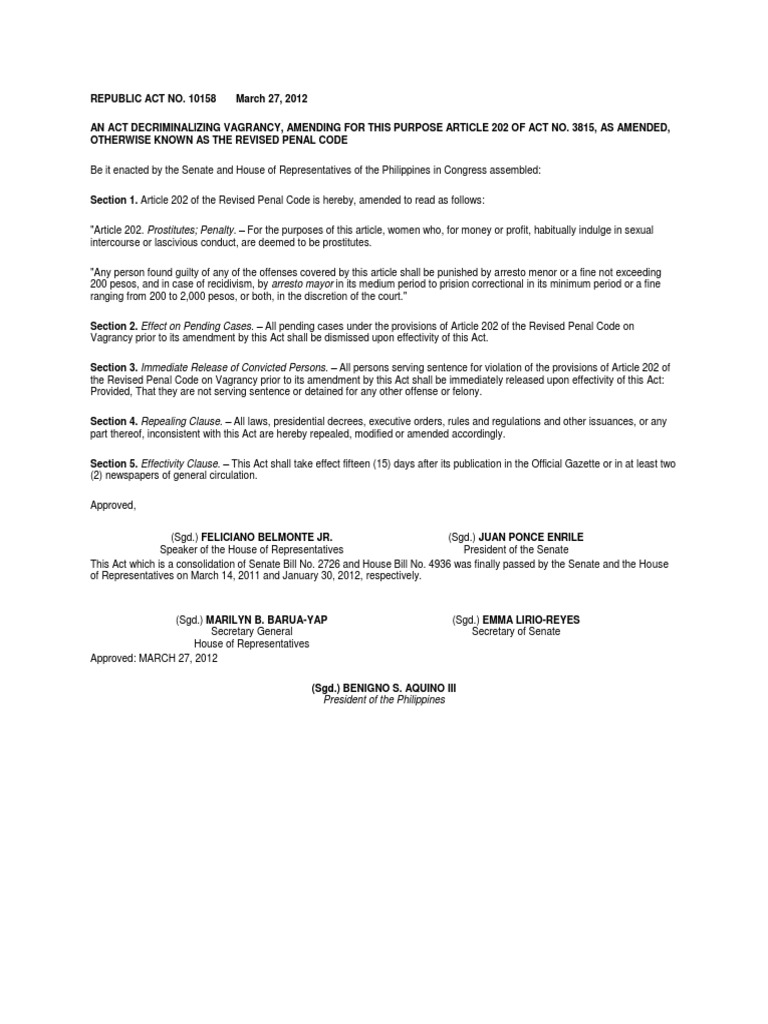 Ra 10158 | PDF | President Of The Philippines | World Politics