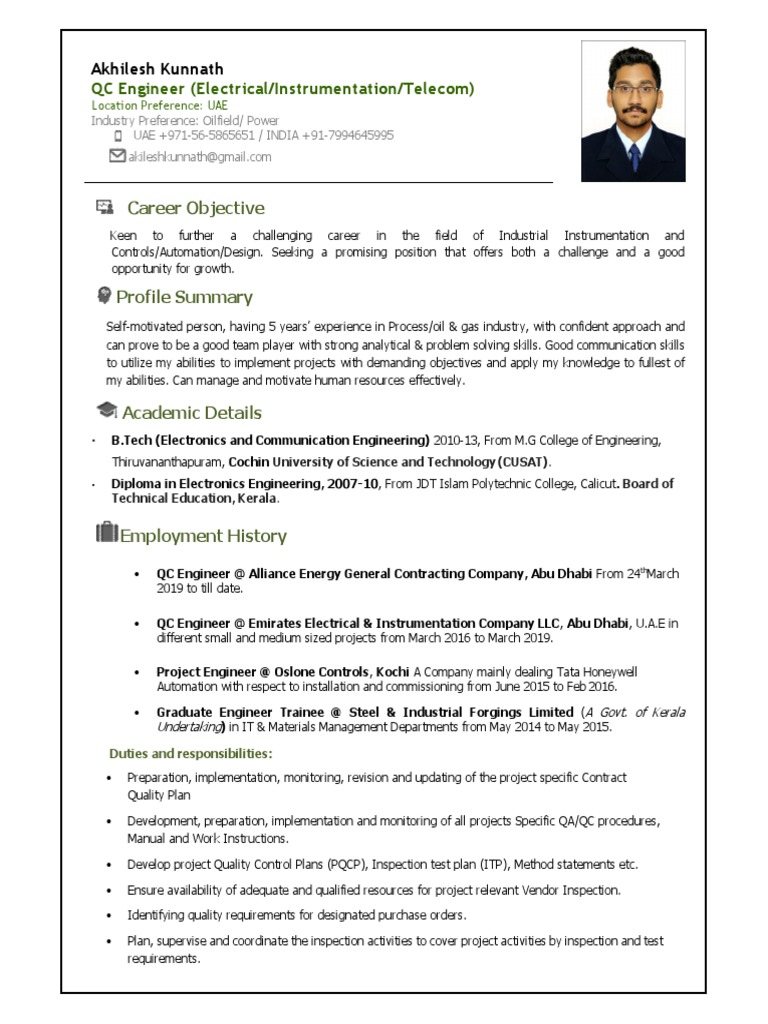 QC Example Resume.01 | PDF | United Arab Emirates | Quality Assurance