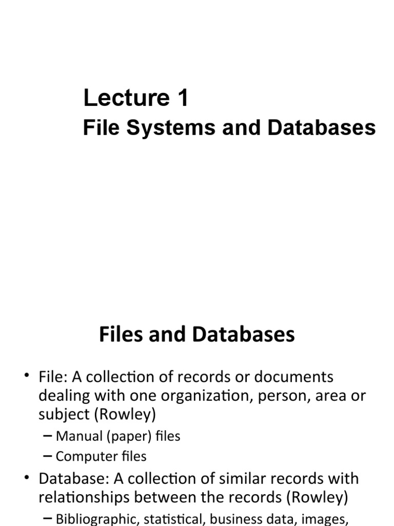 Cs371 Lecture 01 | PDF | Databases | Computer File