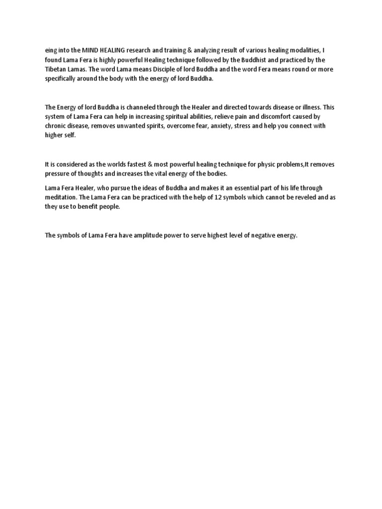 Powerful Lama Fera Healing Technique Guided by Buddhist Symbols | PDF ...