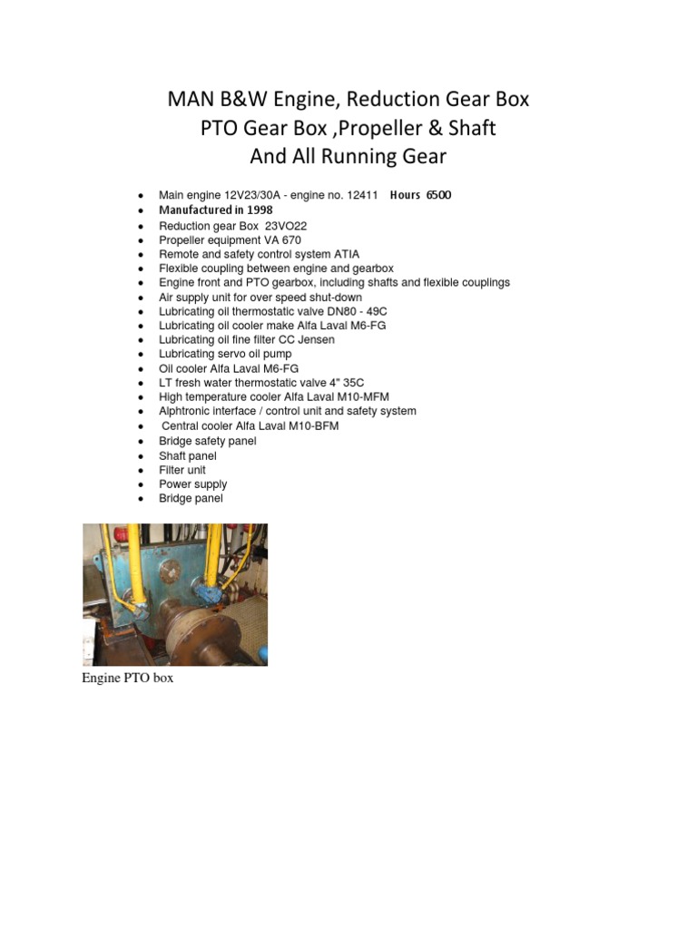 Main Engine Reduction Gear Overview | PDF | Technology & Engineering