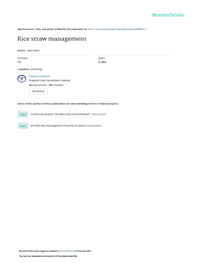 Rice Straw Management | Download Free PDF | Rice | Crop Rotation