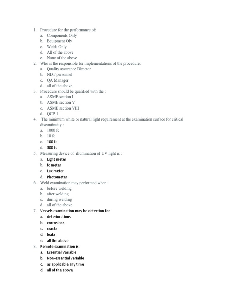 VT Quiz | PDF | Nondestructive Testing | Welding