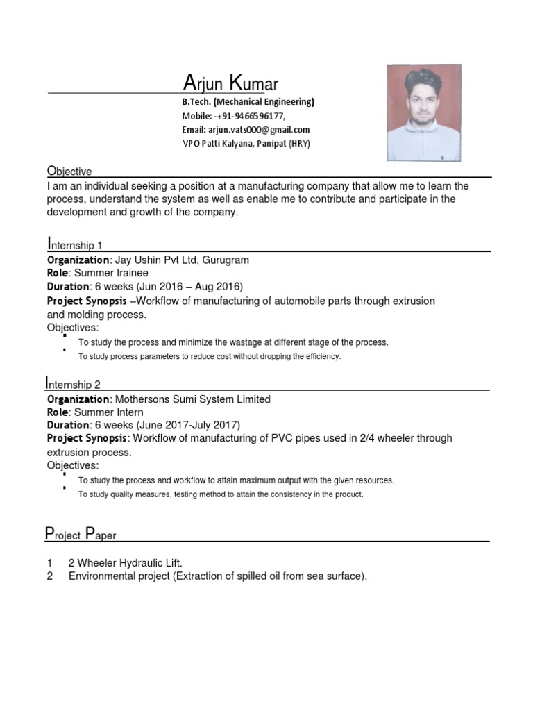 CV Arjun PDF | PDF