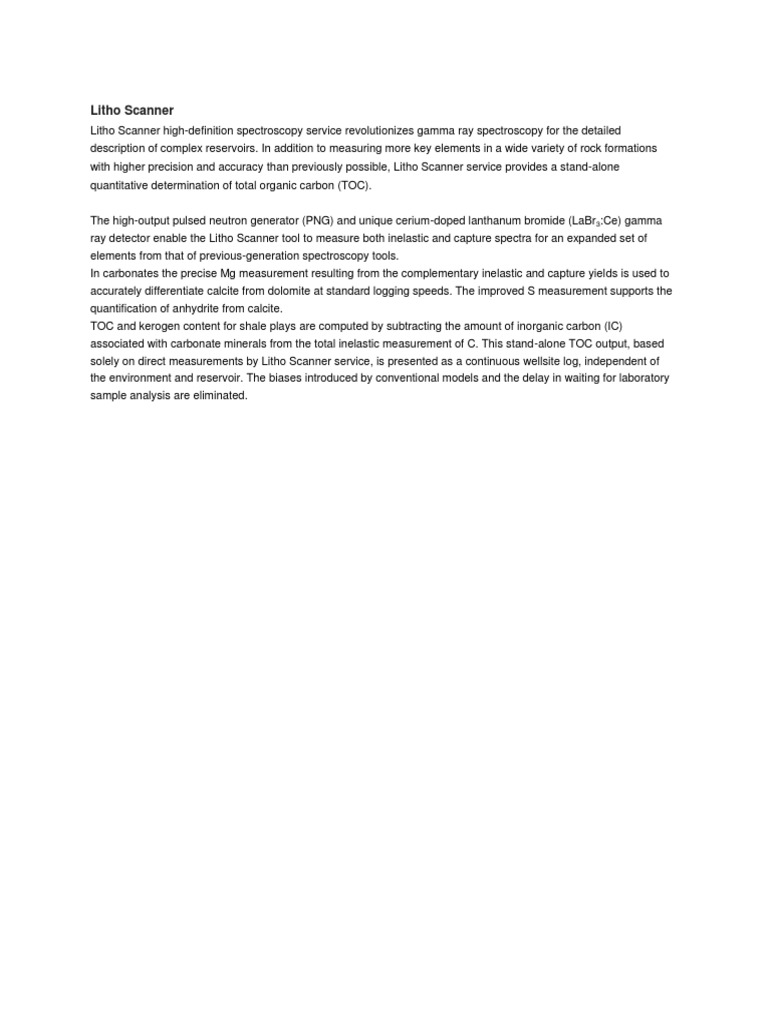 ADT, Litho Scanner & XL-Rock | PDF | Total Organic Carbon | Image Scanner