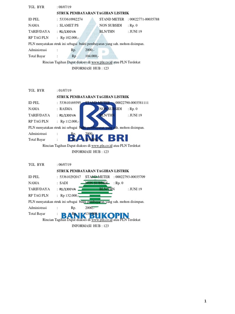 Struk Listrik | PDF