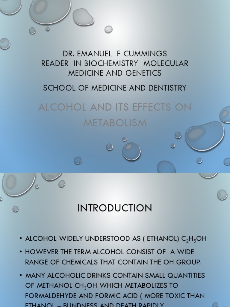 Alcohol and Its Effects On Metabolism | PDF | Nicotinamide Adenine ...