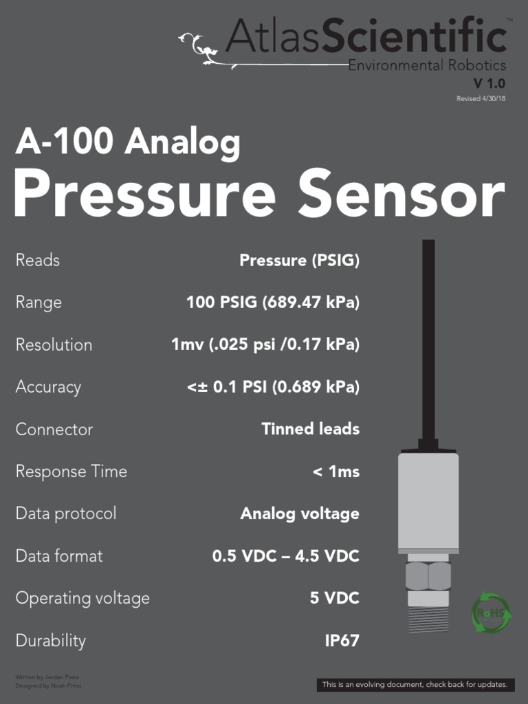 A-100 Analog Pressure Sensor | PDF | Pressure | Sensor