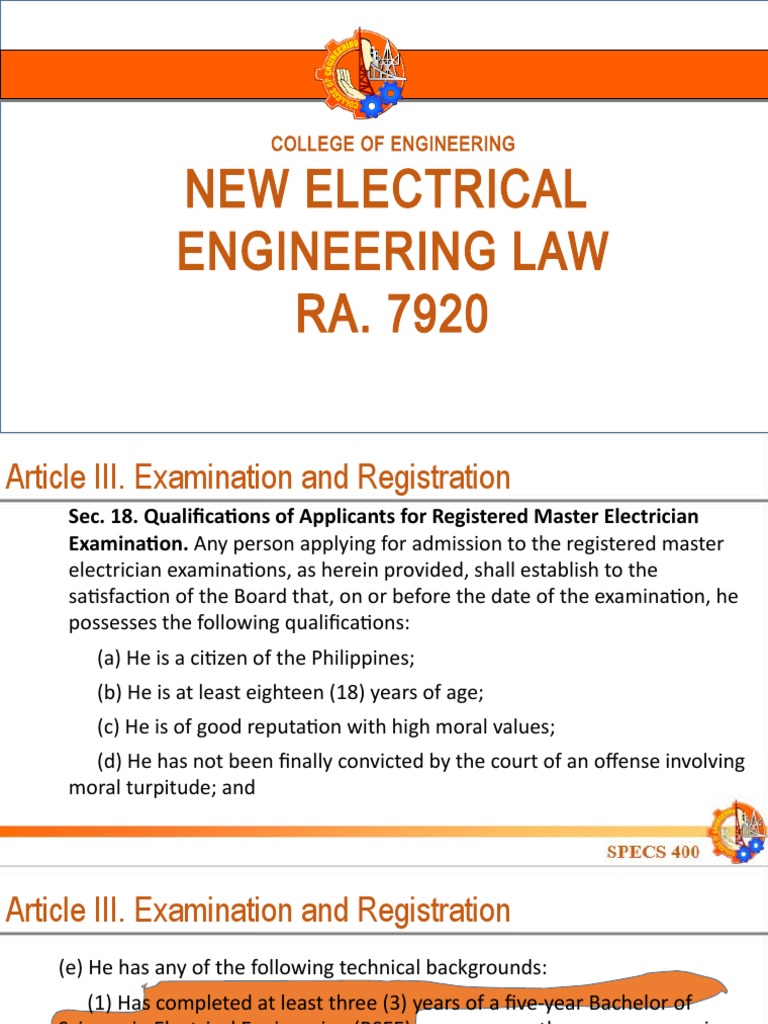 RA-7920-part-2.pptx | Licensure | Electrician