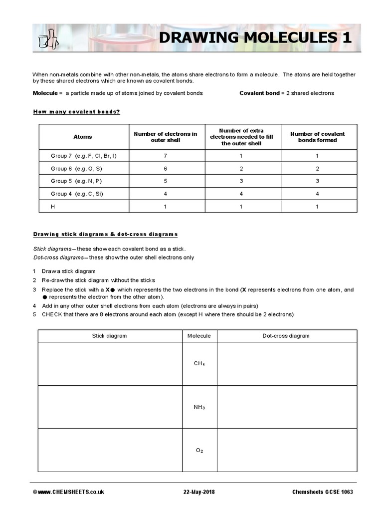 Chemsheets GCSE 1063 Drawing Molecules 1 | PDF | Covalent Bond | Molecules