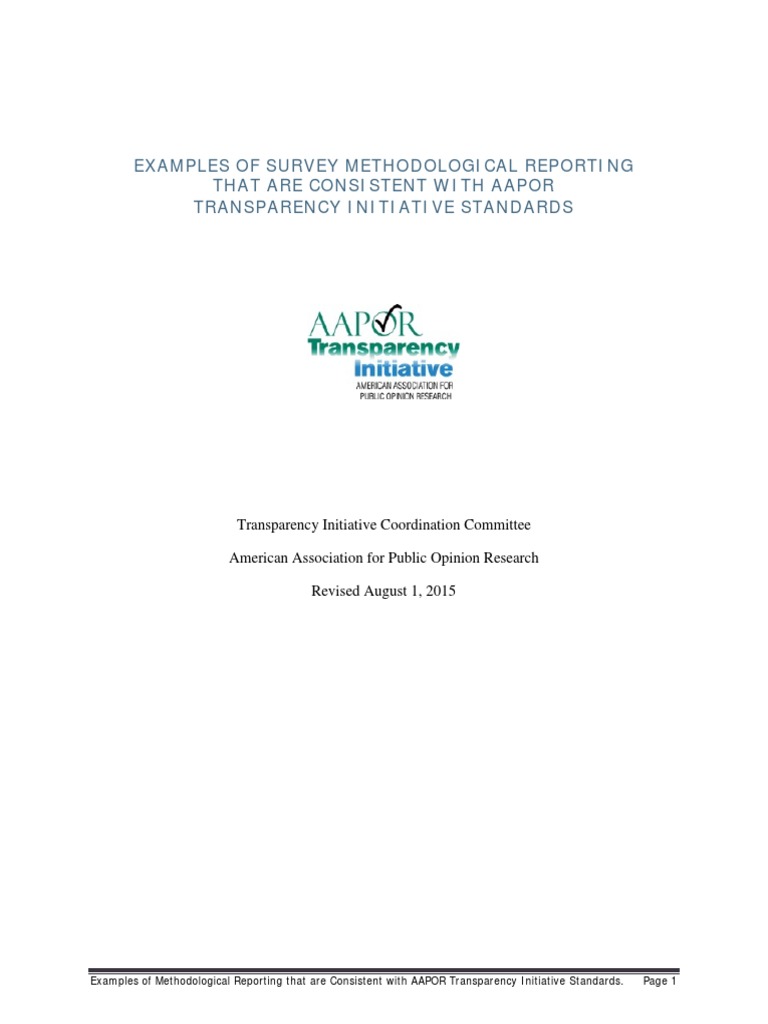 Survey Methodology Reporting Examples | PDF | Sampling (Statistics ...