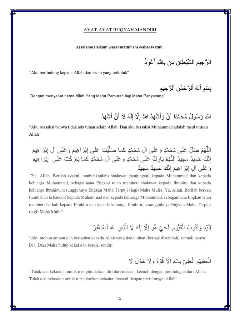 Ayat Ruqyah Mandiri untuk Diri Sendiri | PDF