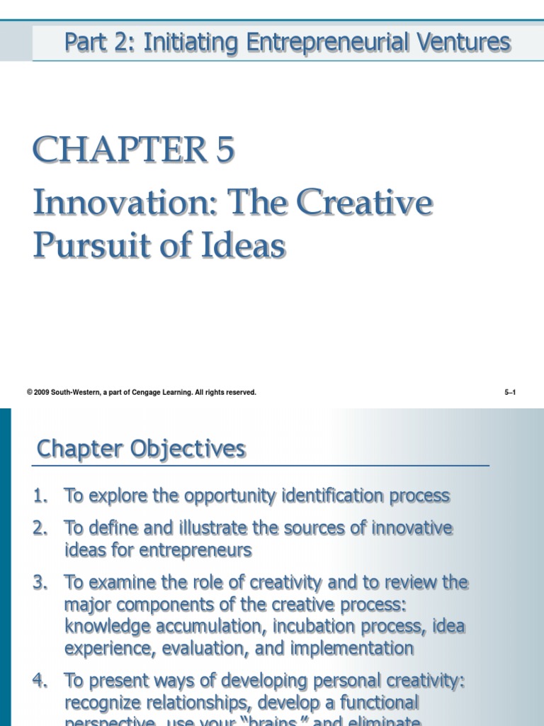 Chp 5 Innovation The Creative Pursuit Of Ideas Pdf Entrepreneurship