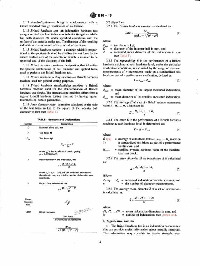Lampiran Astm E10 Brinell | PDF | Materials | Tests