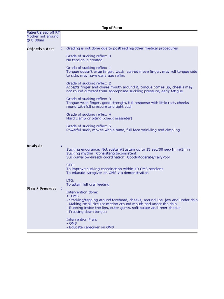 Occupational Therapy NICU SOAP Notes Template | PDF