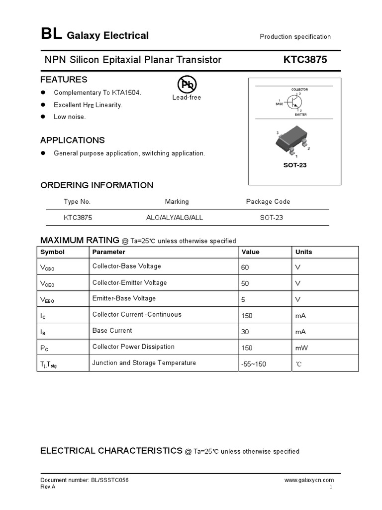 Datasheet | PDF | Bipolar Junction Transistor | Computer Engineering